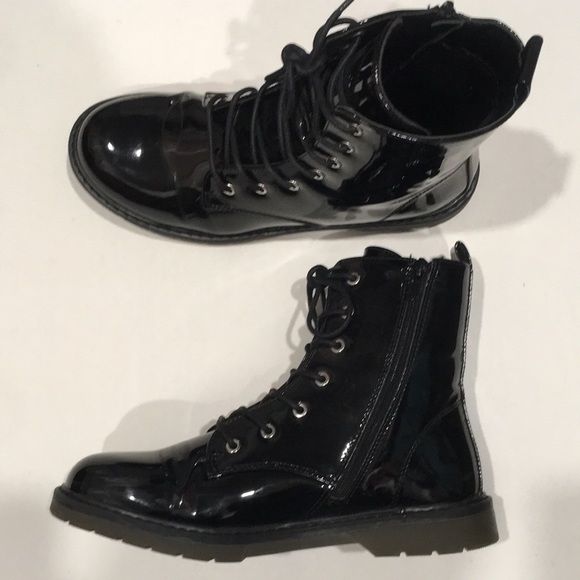 Justice | Shoes | 5bundle Justice Girls Tween Zipup Shiny Black Combat ...
